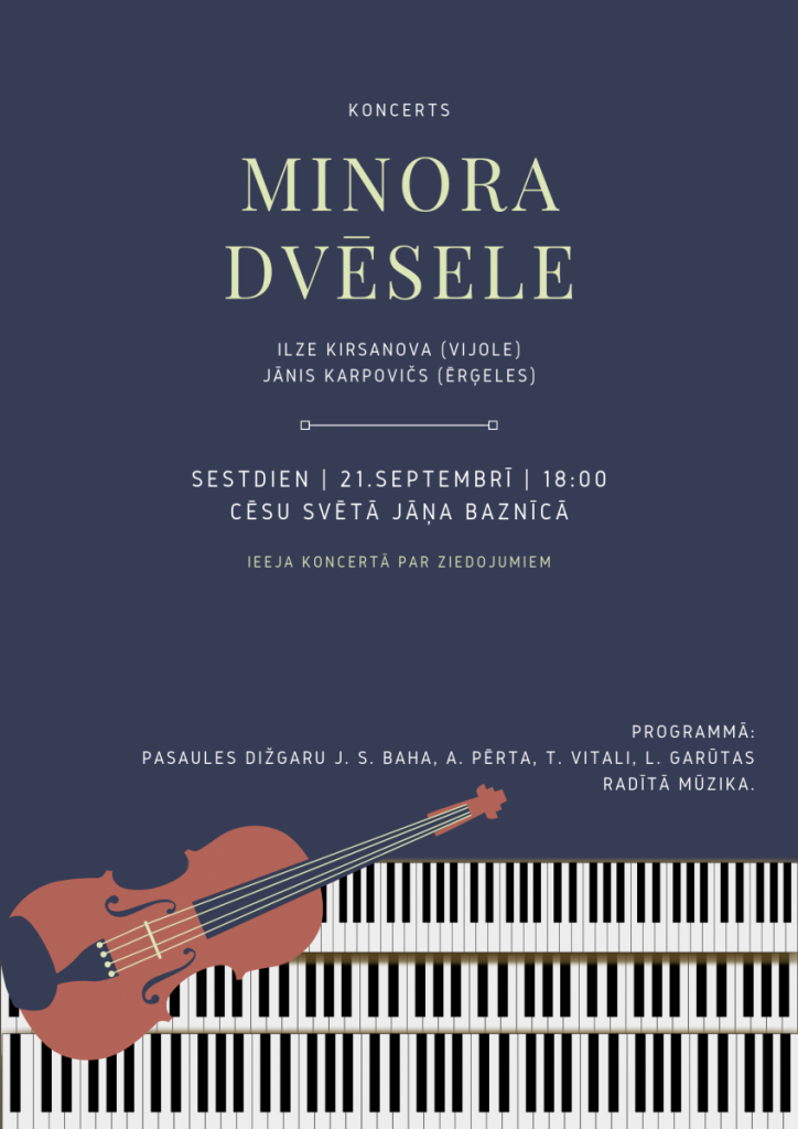 Sestdien, 21. septembrī koncerts “Minora dvēsele” – Cēsu Sv. Jāņa draudze